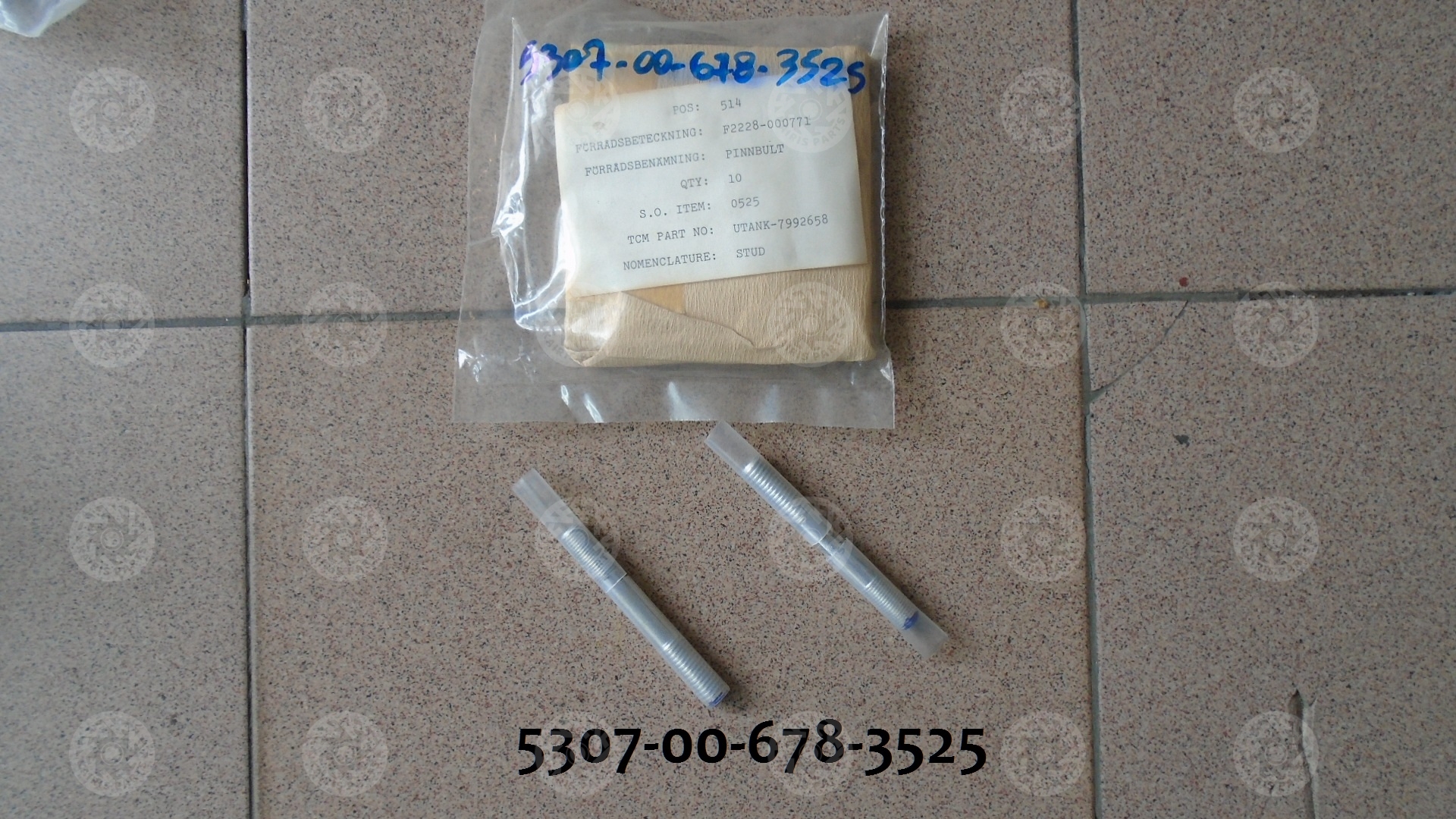 STUD,PLAIN NSN: 5307-00-678-3525 - Kairis military parts